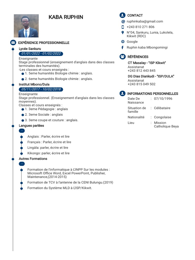 CV - Ruphin Kaba | PDF | Linguistique