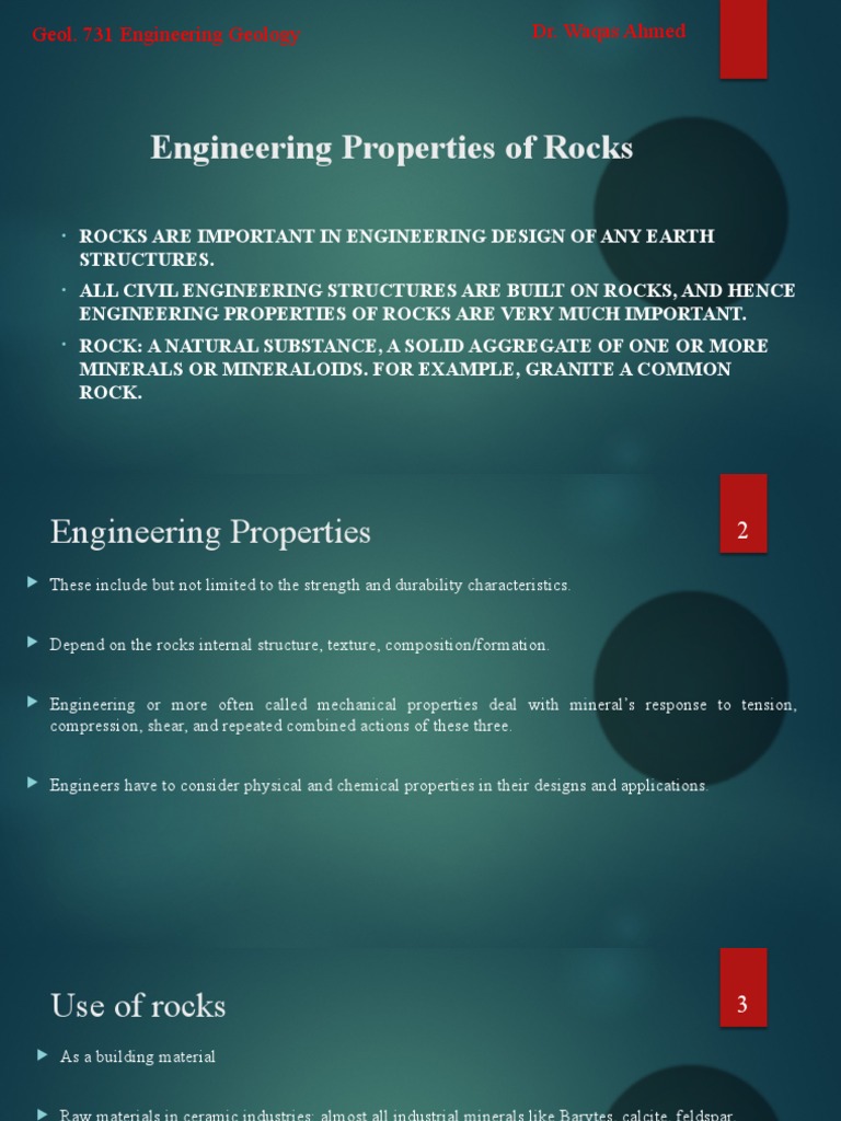 Engineering Properties of Rocks | PDF | Deformation (Engineering) | Strength Of Materials
