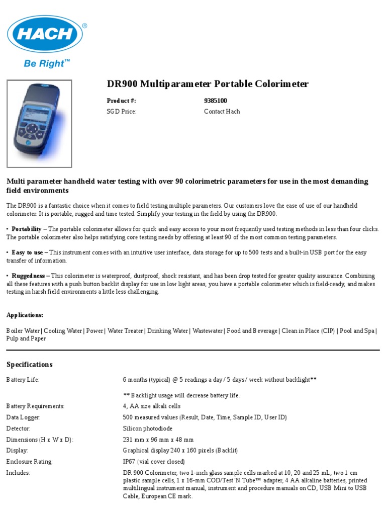 Hach DR 900 | PDF | Manufactured Goods