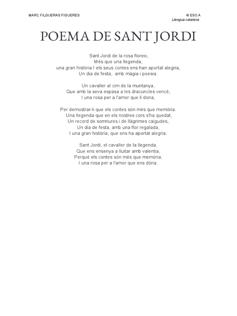 Poema de Sant Jordi | PDF