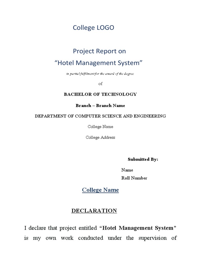 Hotel Management Project Filr | PDF | Software | Software Engineering