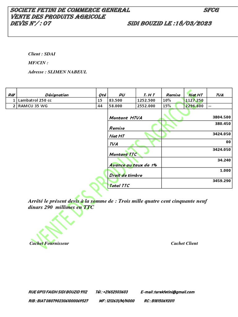 SFCG Devis N°7 Sdai Citrus Slimen | Descargar gratis PDF | Taxe sur la valeur ajoutée | Économie ...