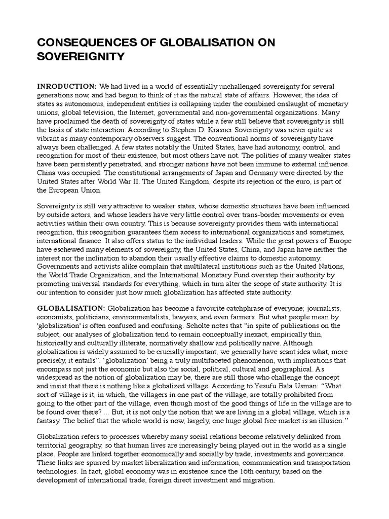 Globalisation and Sovereignity | PDF | Sovereignty | Globalization