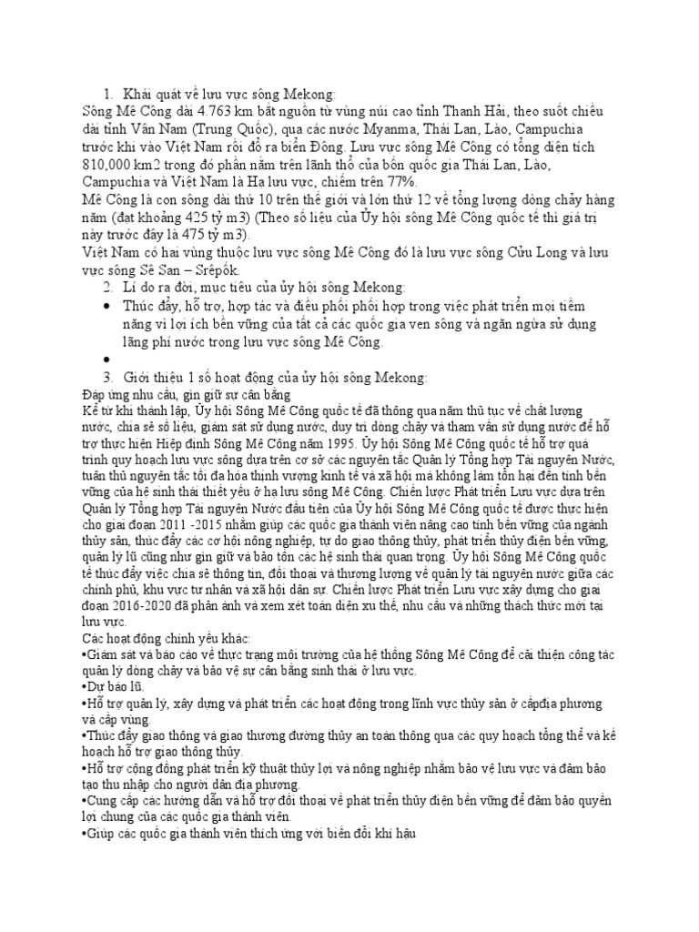 Ủy Hội Sông Mekong | PDF