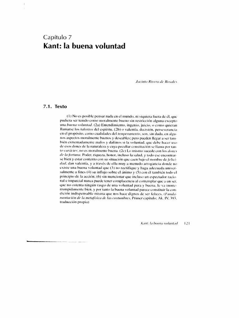 La Buena Voluntad. Kant. | PDF