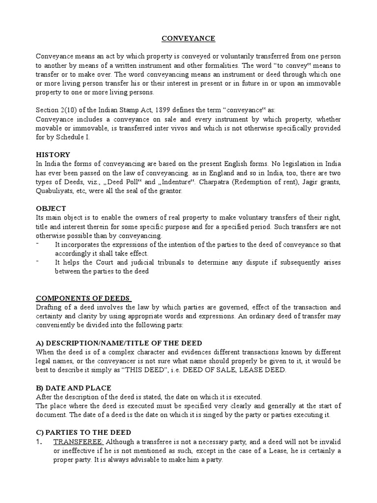 Conveyance | PDF | Conveyancing | Deed