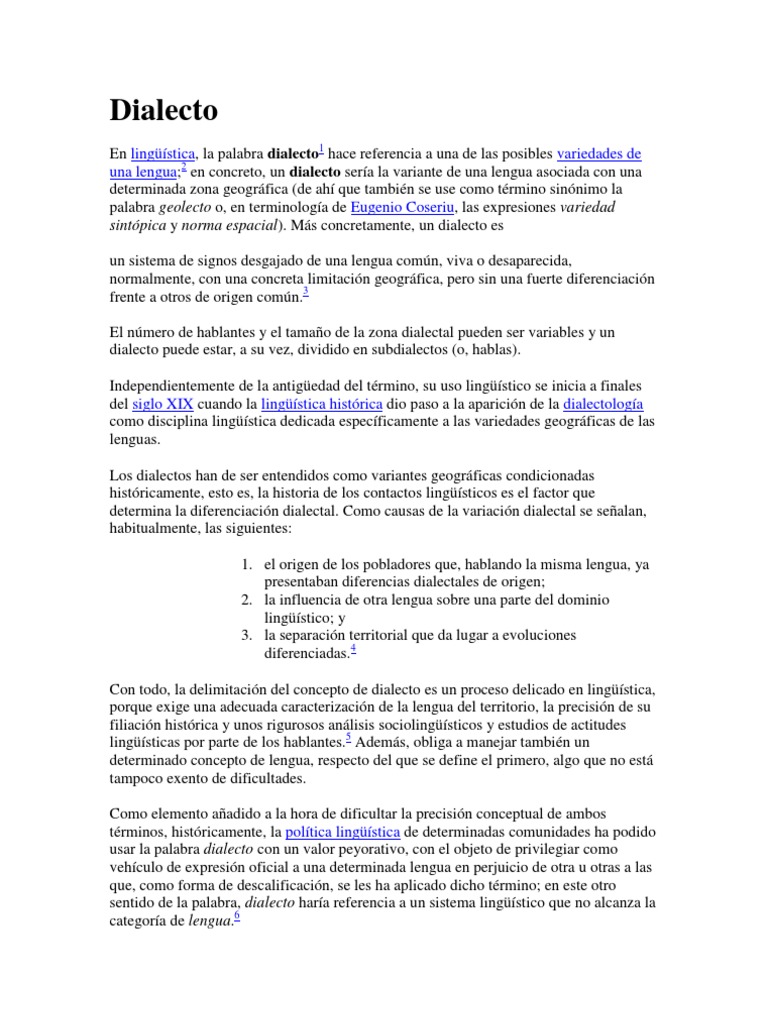 Dialecto | Dialecto | Idiomas