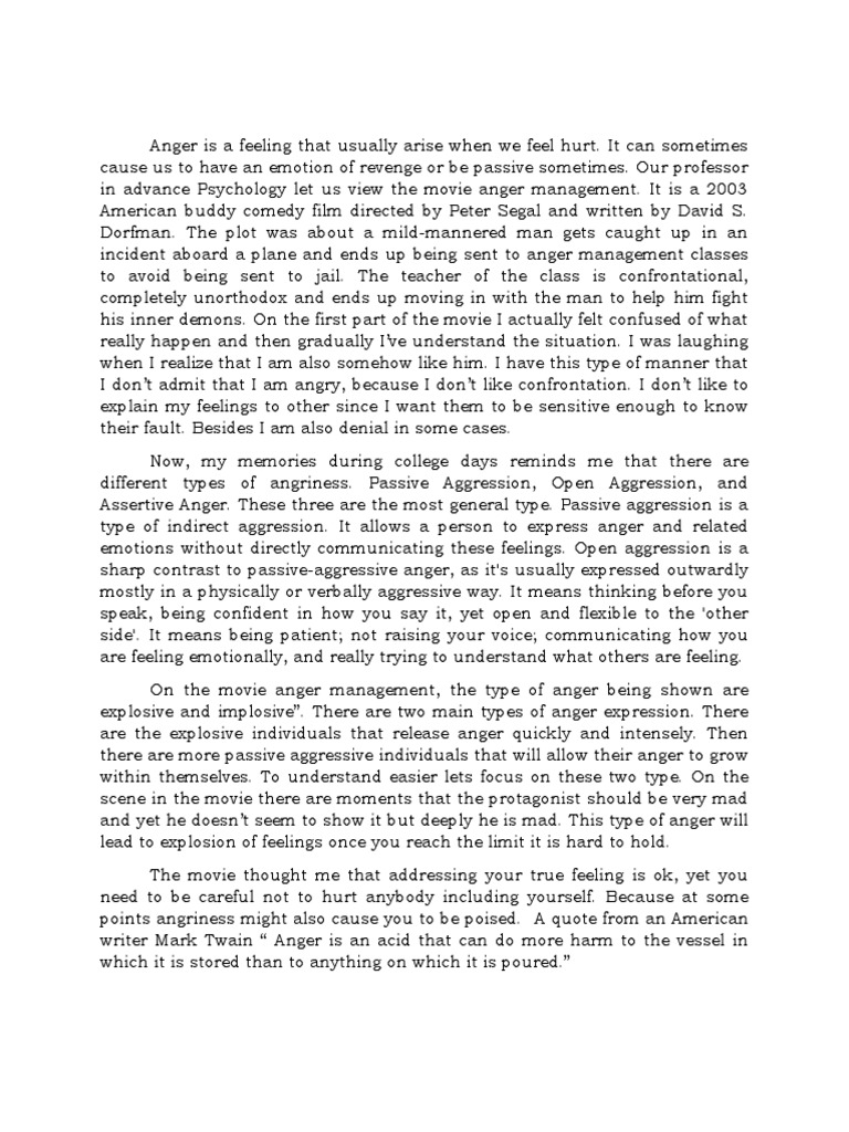 Reflection (Anger Management) | PDF | Anger | Aggression