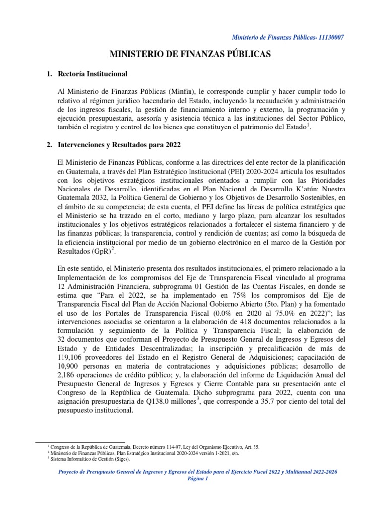 MINFIN | PDF | Presupuesto | Guatemala