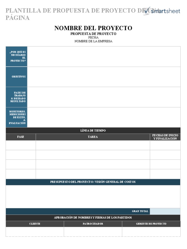 IC One Page Project Proposal Template WORD - ES | PDF