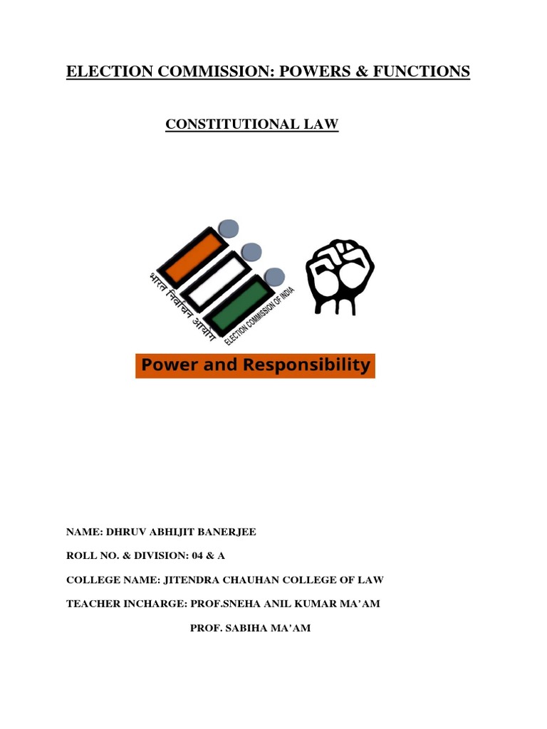 Election Commission: Powers & Functions: Constitutional Law | PDF ...
