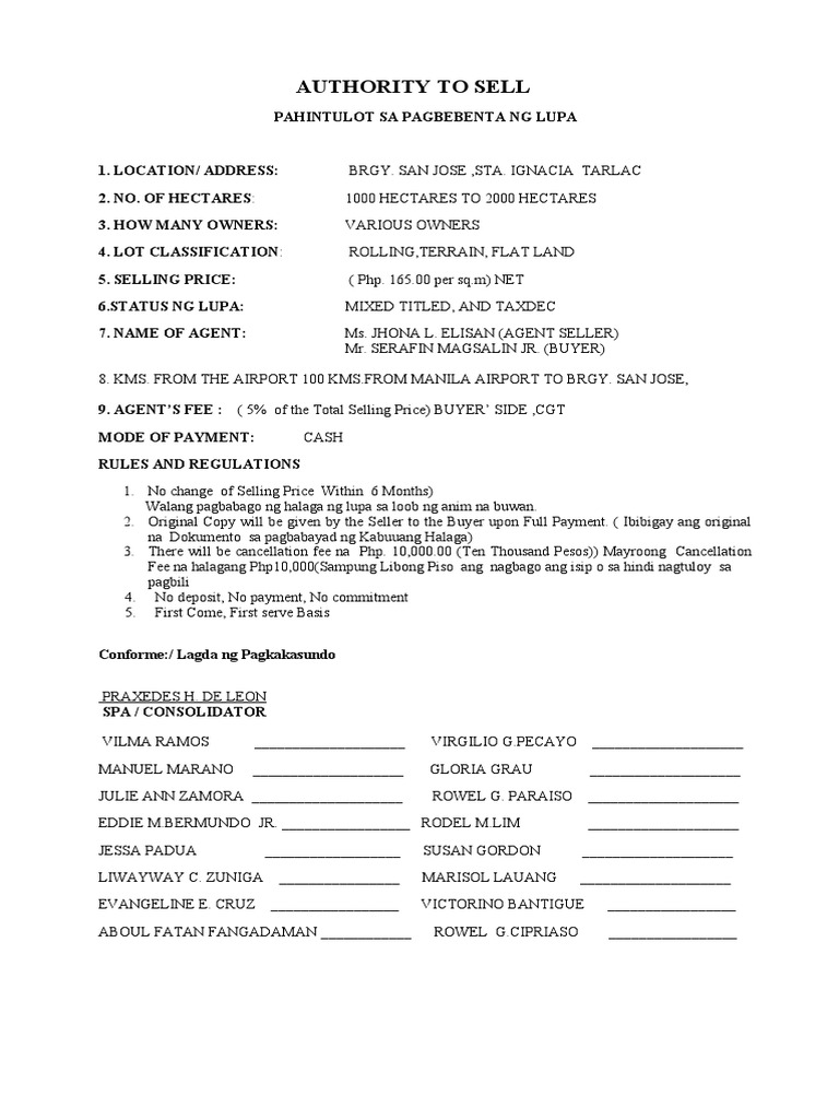 Authority - Pagbebenta NG Lupa | PDF