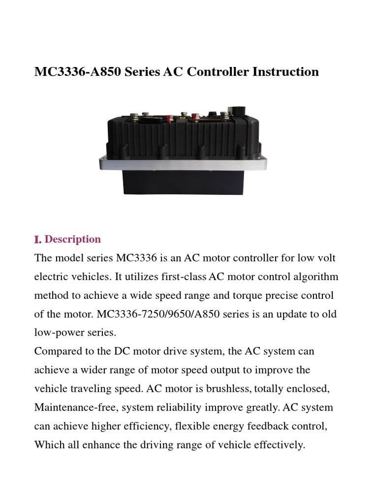 MC3336-A850 Series AC Controller Instruction: - Description | PDF ...