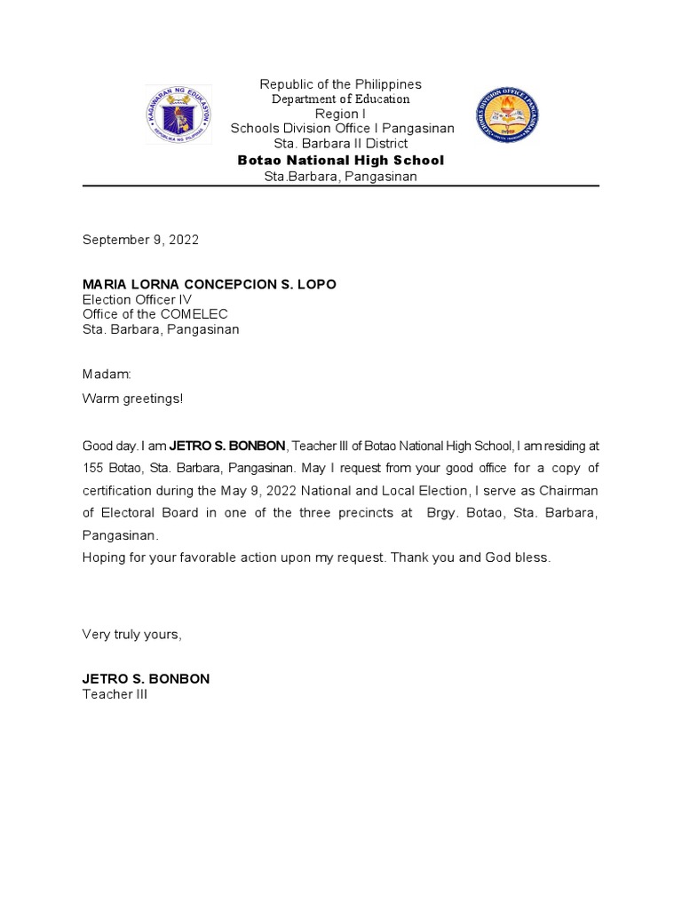 Request Letter | PDF