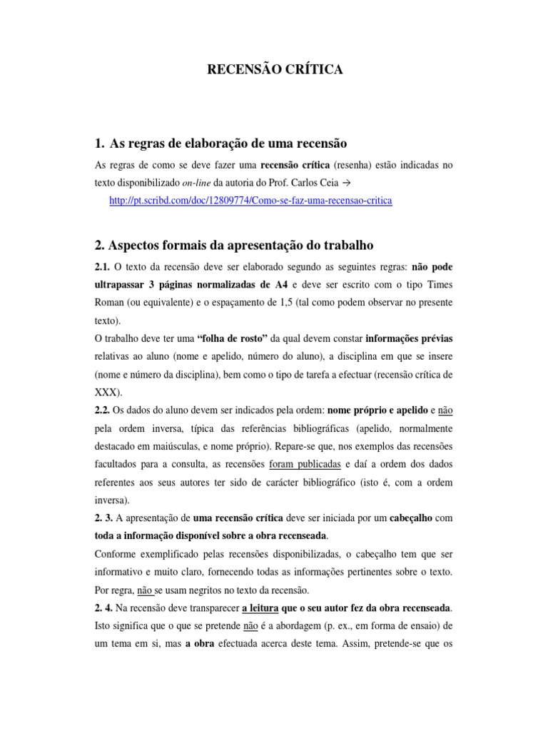 Indicacoes para A Elaboracao Da Recensao Critica | PDF | Citação | Livros