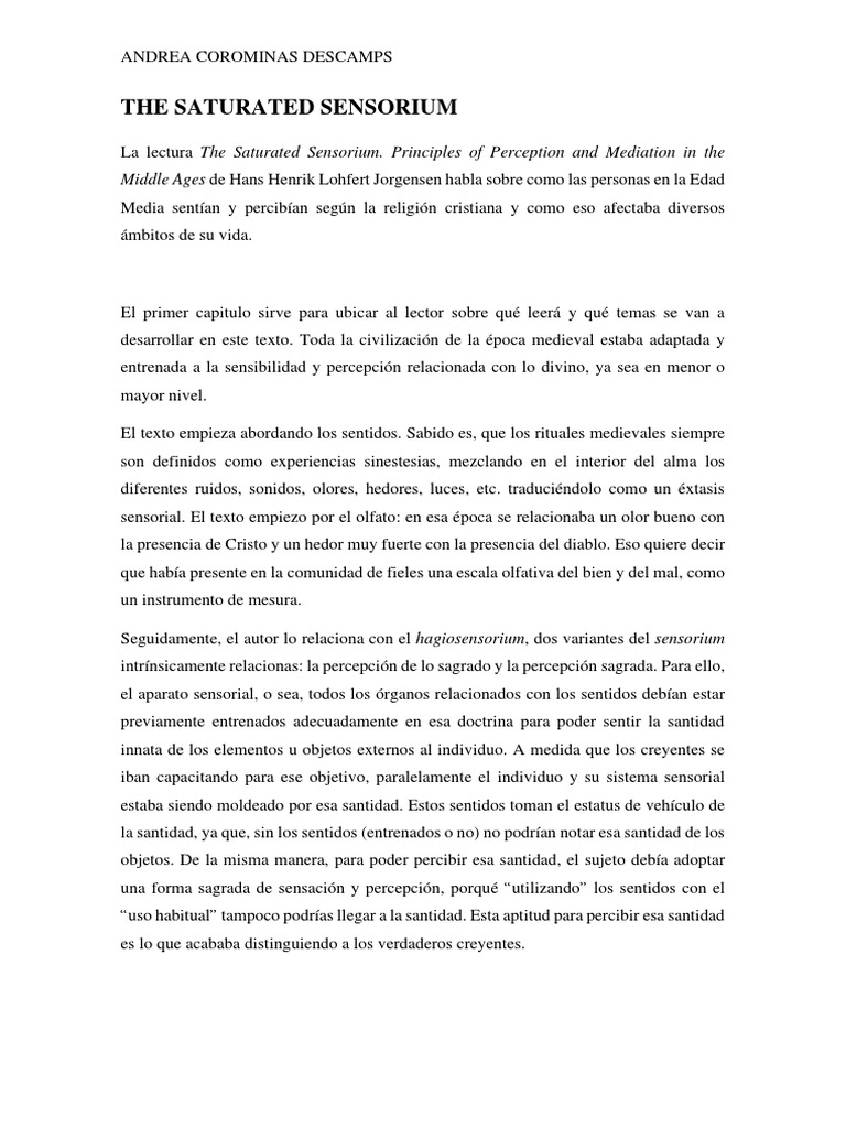 The Saturated Sensorium | PDF