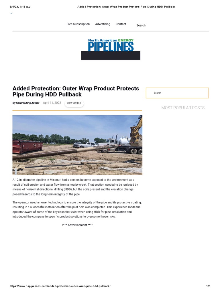 Added Protection - Outer Wrap Product Protects Pipe During HDD Pullback ...