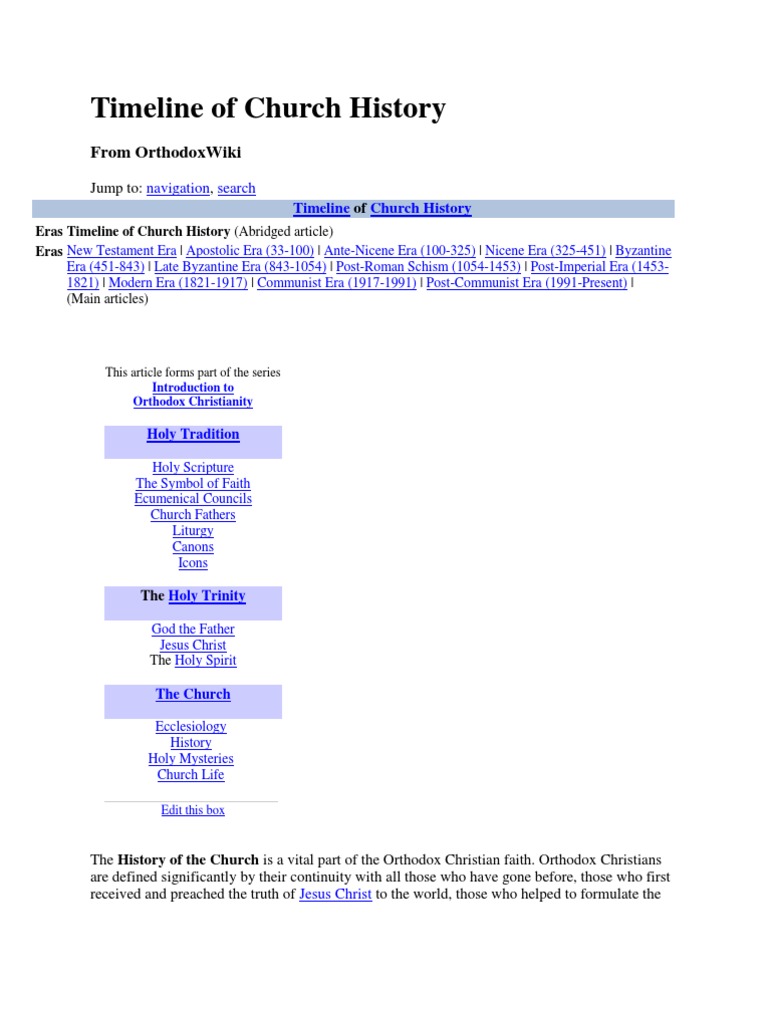 Orthodox Church History Timeline | PDF | Council Of Chalcedon | Paul ...