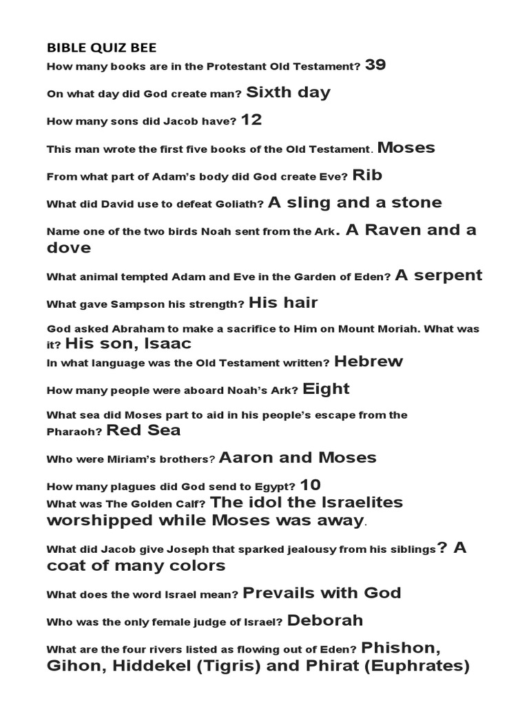 Bible Quiz Bee | PDF | Jesus | Ministry Of Jesus