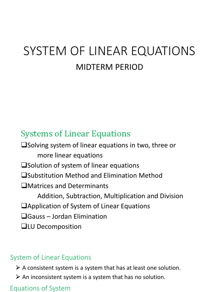 System of Linear Equations Direct Methods | Download Free PDF | System Of Linear Equations ...
