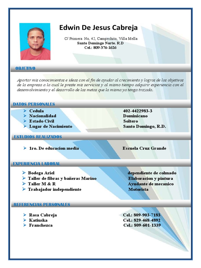 Currículum de Edwin De Jesus Cabreja | PDF