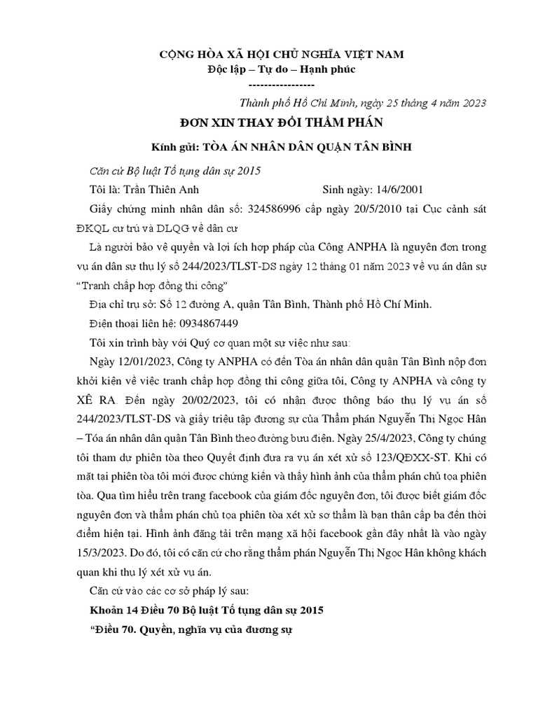 Don Xin Thay Doi Tham Phan | PDF