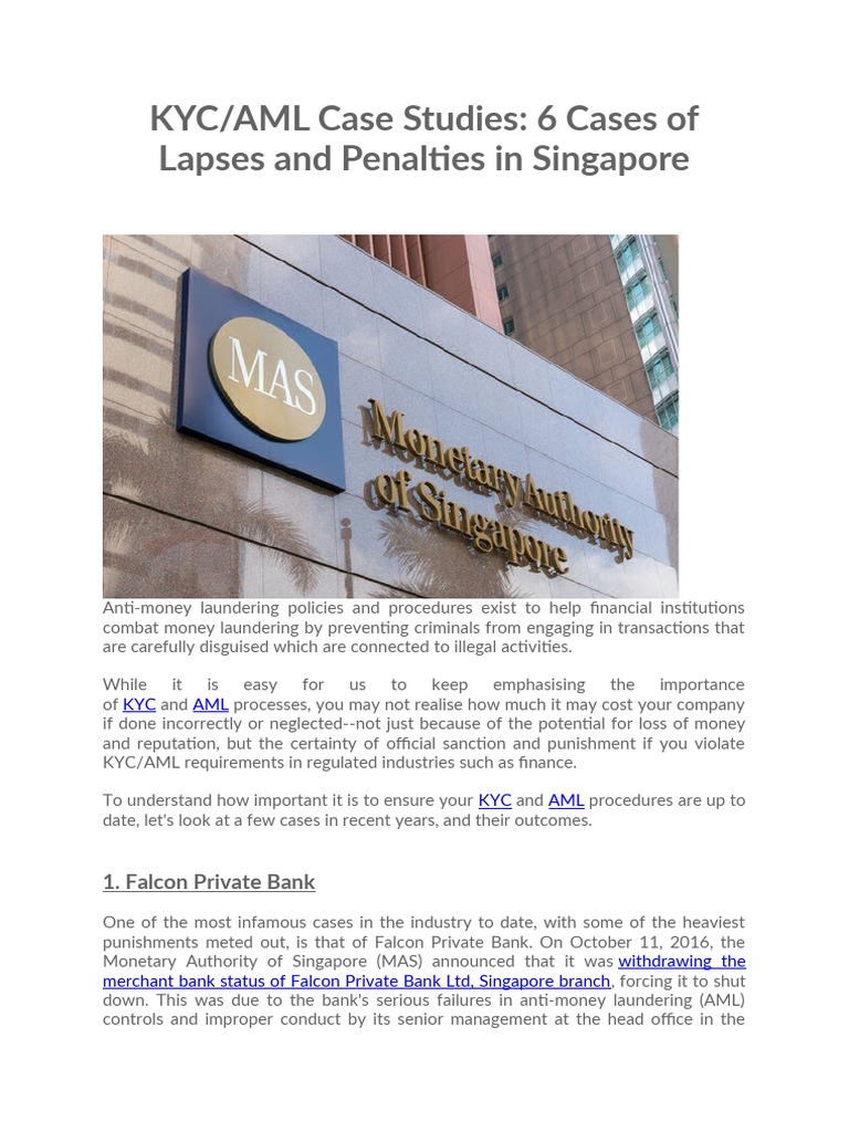 KYC/AML Case Studies: 6 Cases of Lapses and Penalties in Singapore Illustrating the Importance ...