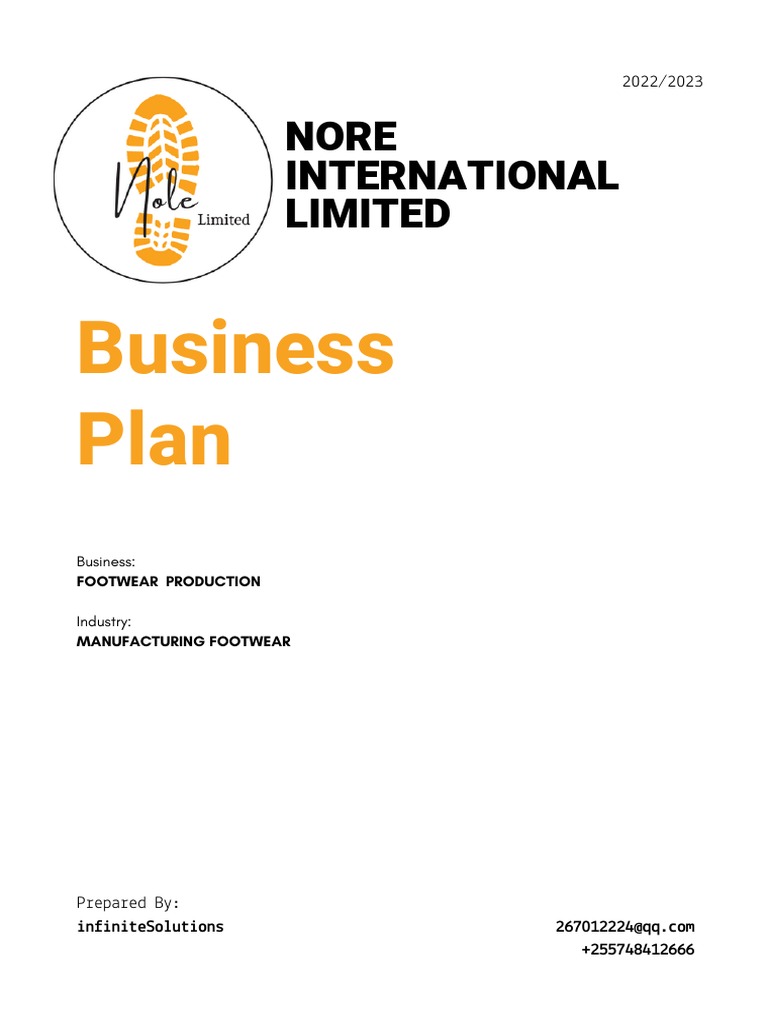 NORE INTERNATIONAL Business Plan | PDF | Marketing | Shoe