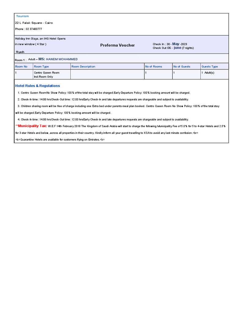 Proforma Voucher: Hanem Mohammed | PDF