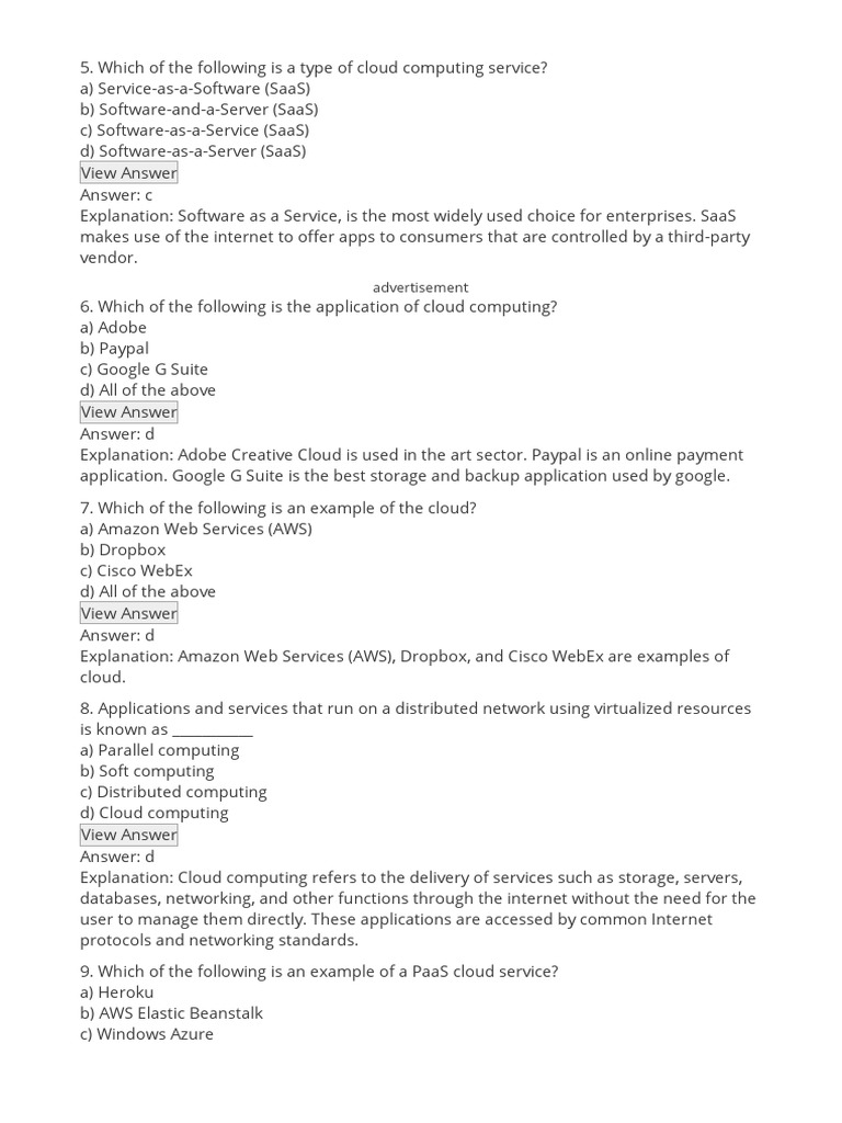 Cloud Computing Quiz 2 | PDF