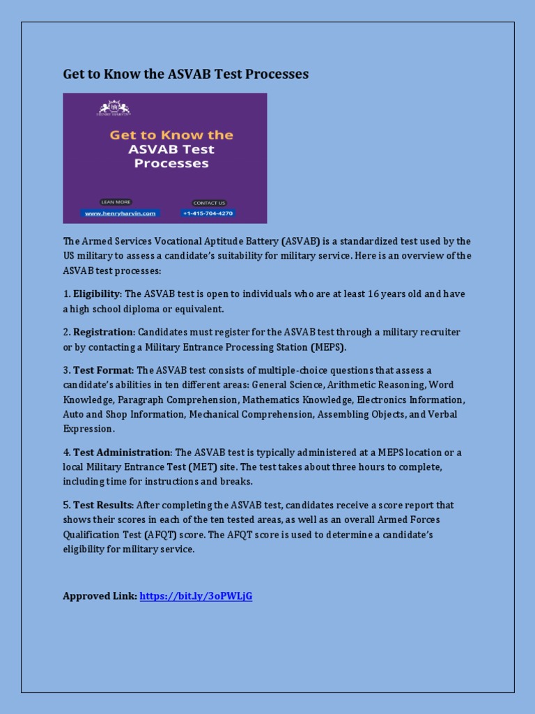 Get To Know The ASVAB Test Processes | PDF
