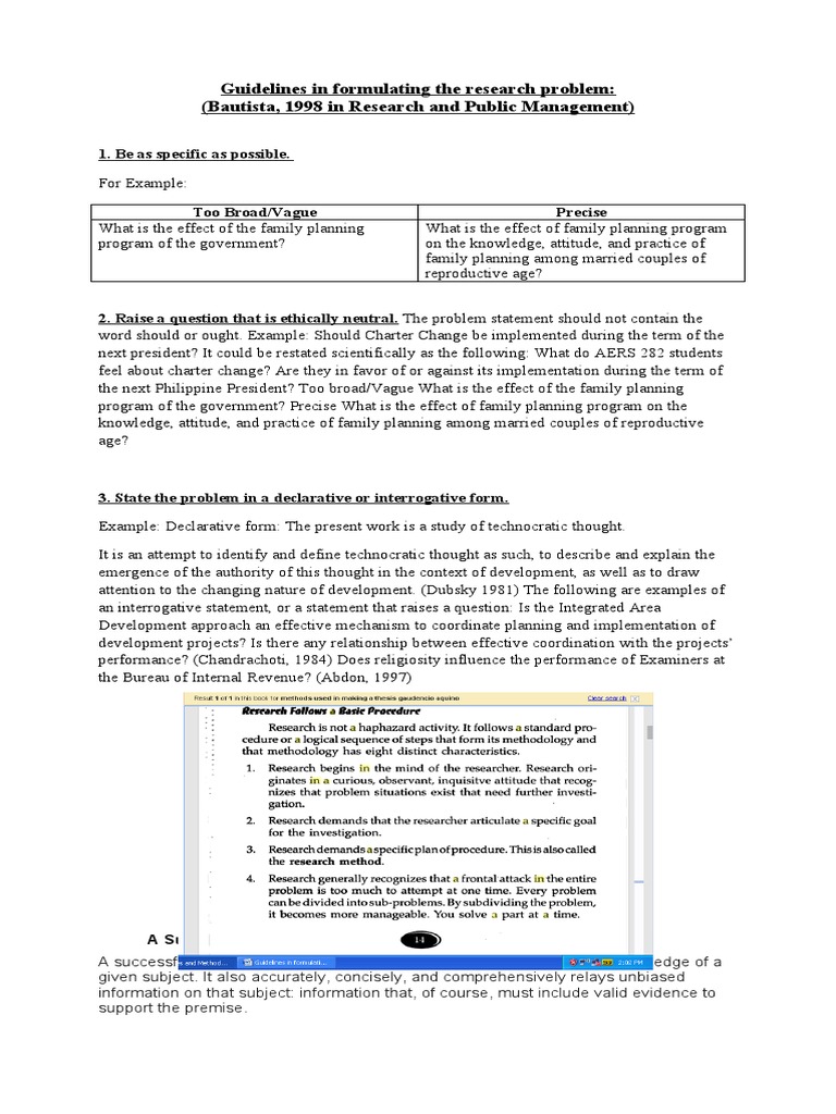 Guidelines in Formulating The Research Problem | Download Free PDF | Knowledge | Cognition