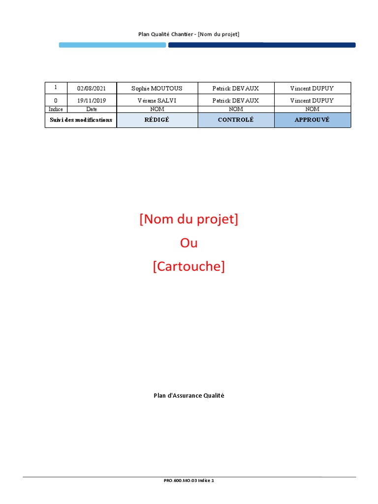 PAQ - Exemple | PDF | Planification | Gestion des risques