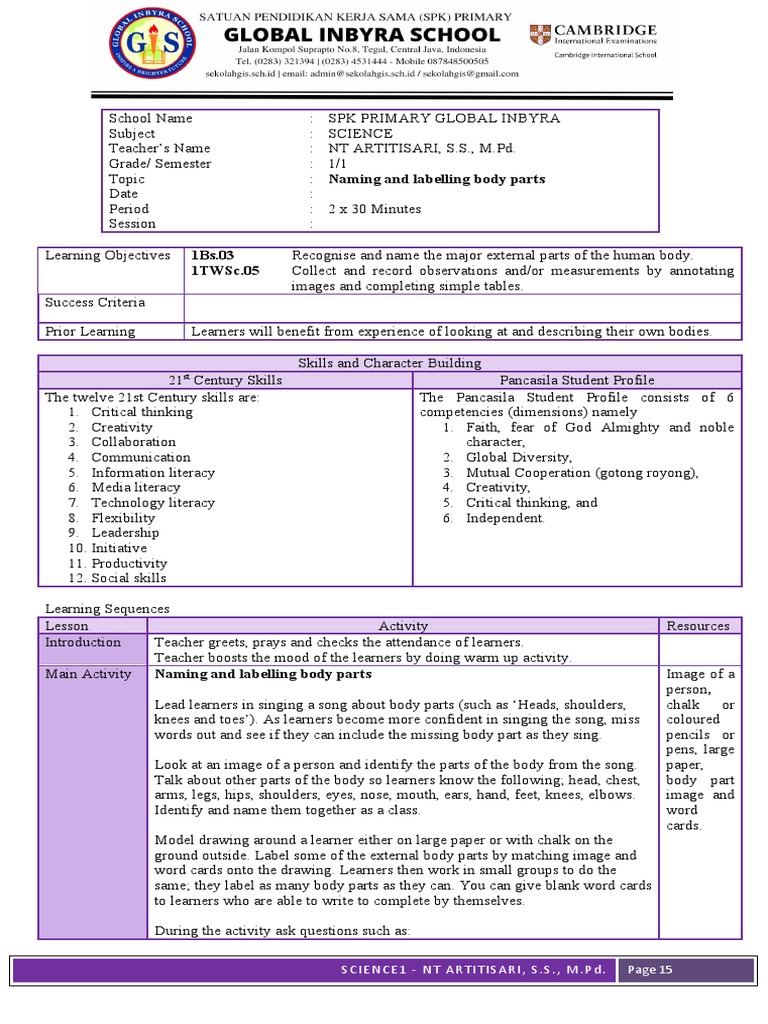 1.1 My body, your body, everybody! | PDF | Learning | Creativity