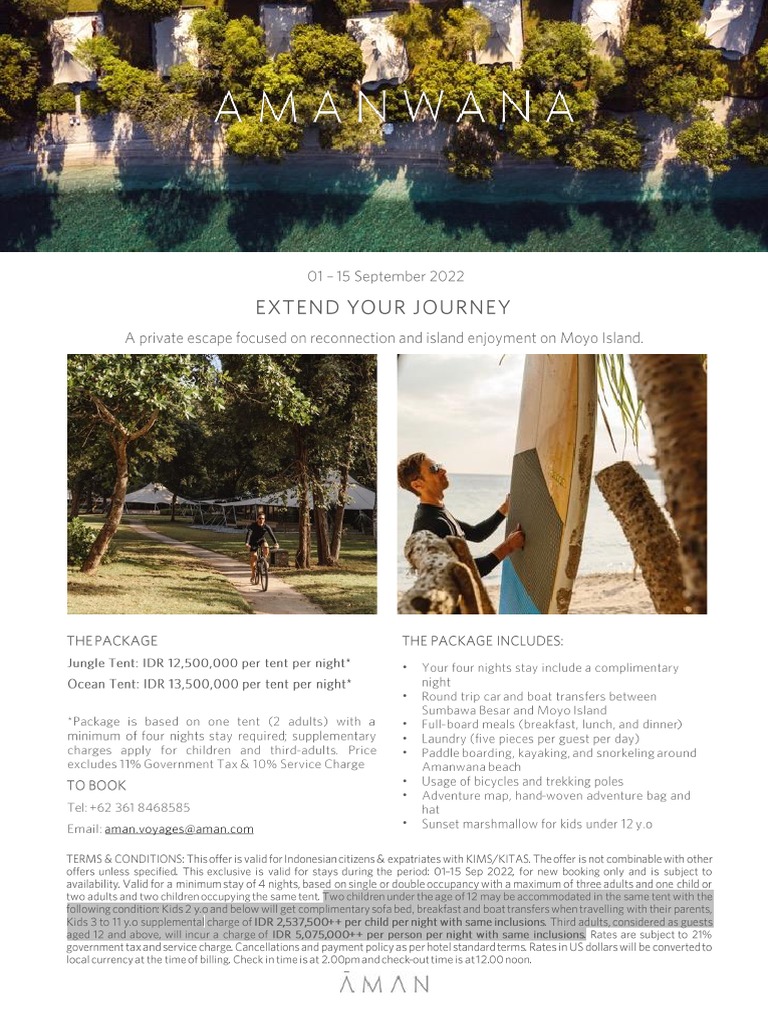 Amanwana - Extend Your Journey - Domestic 01 - 15 Sept 2022 | PDF