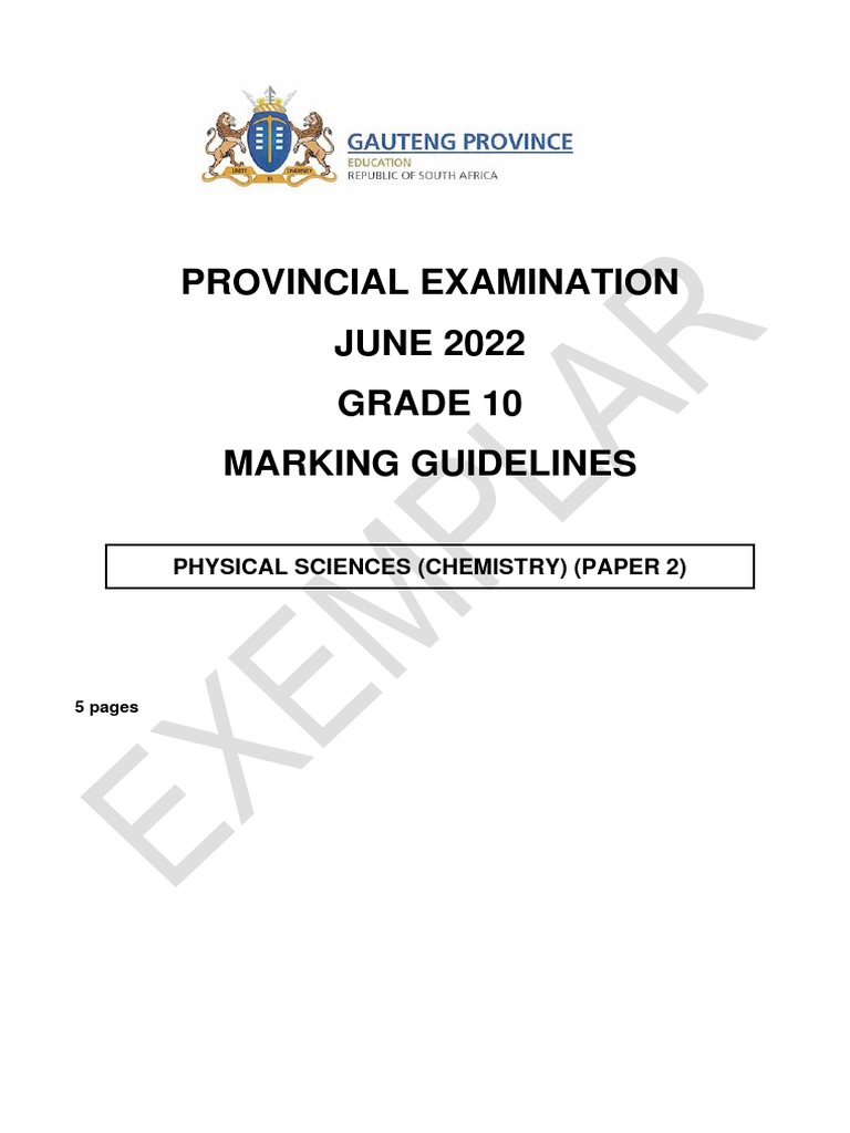 Gr10 PS P2 (ENG) June 2022 Possible Answers | PDF | Atoms | Chemical Bond