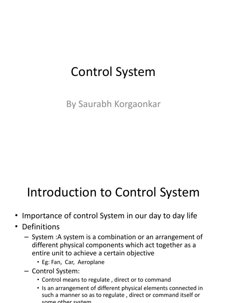 Control System: by Saurabh Korgaonkar | PDF | Control Theory | Mathematics