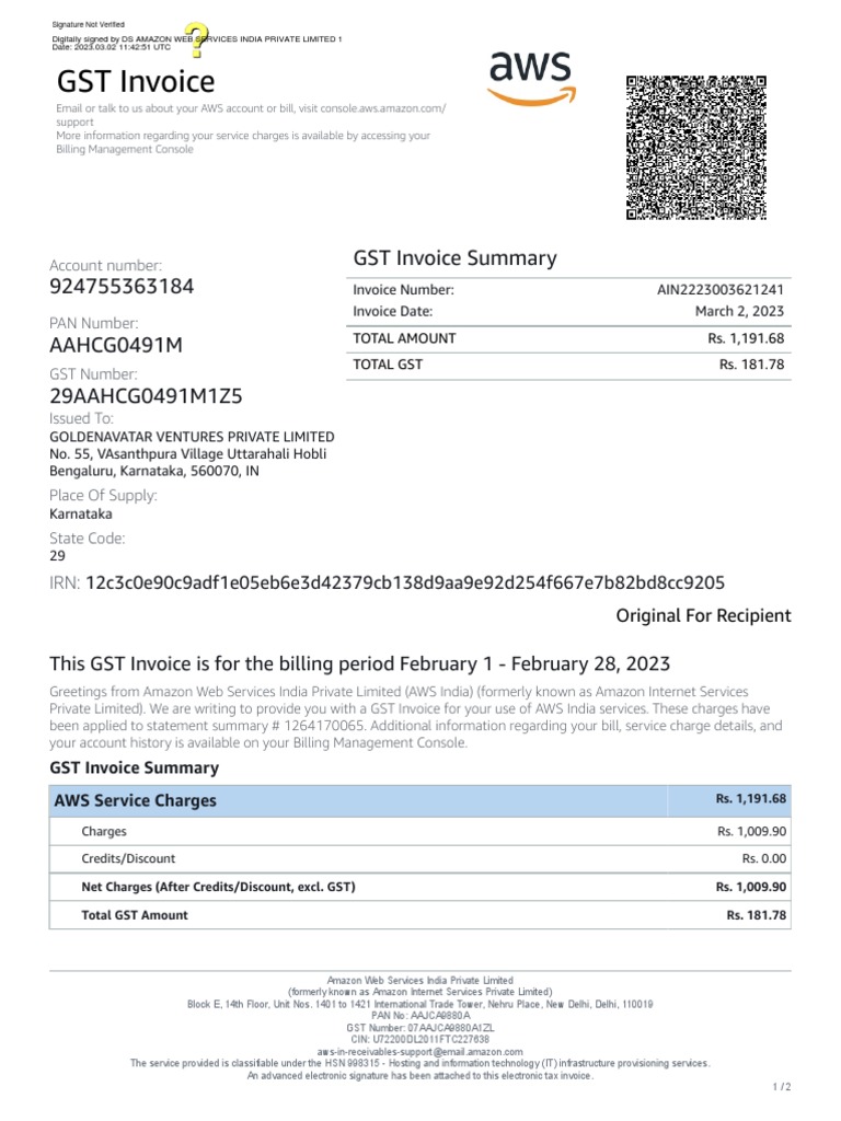 TaxInvoice AIN2223003621241 | PDF | Invoice | Computing