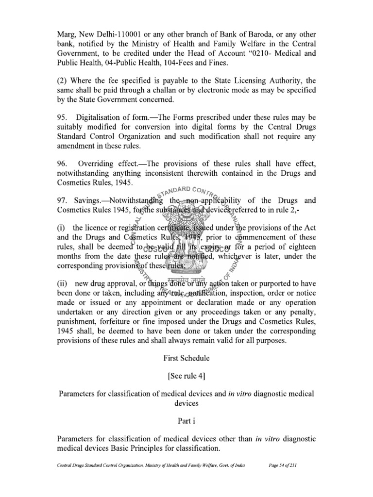 SCHEDULE 1 Parameters For Classification | PDF