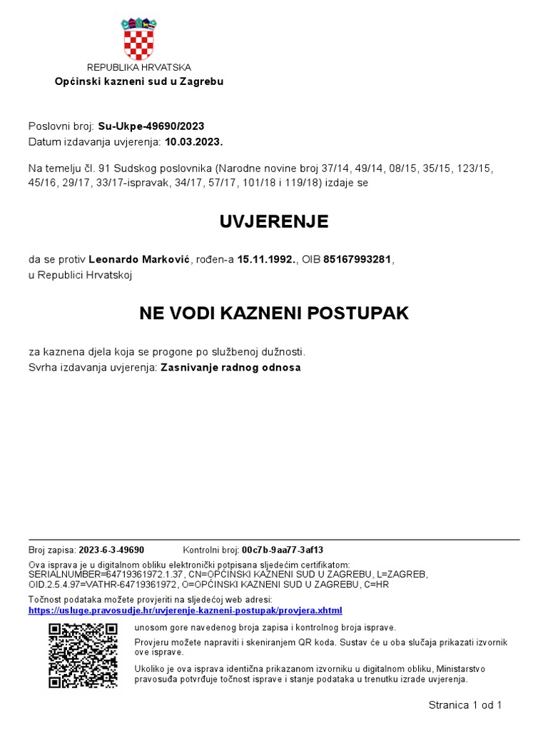 Uvjerenje 2023 6 3 49690 | PDF