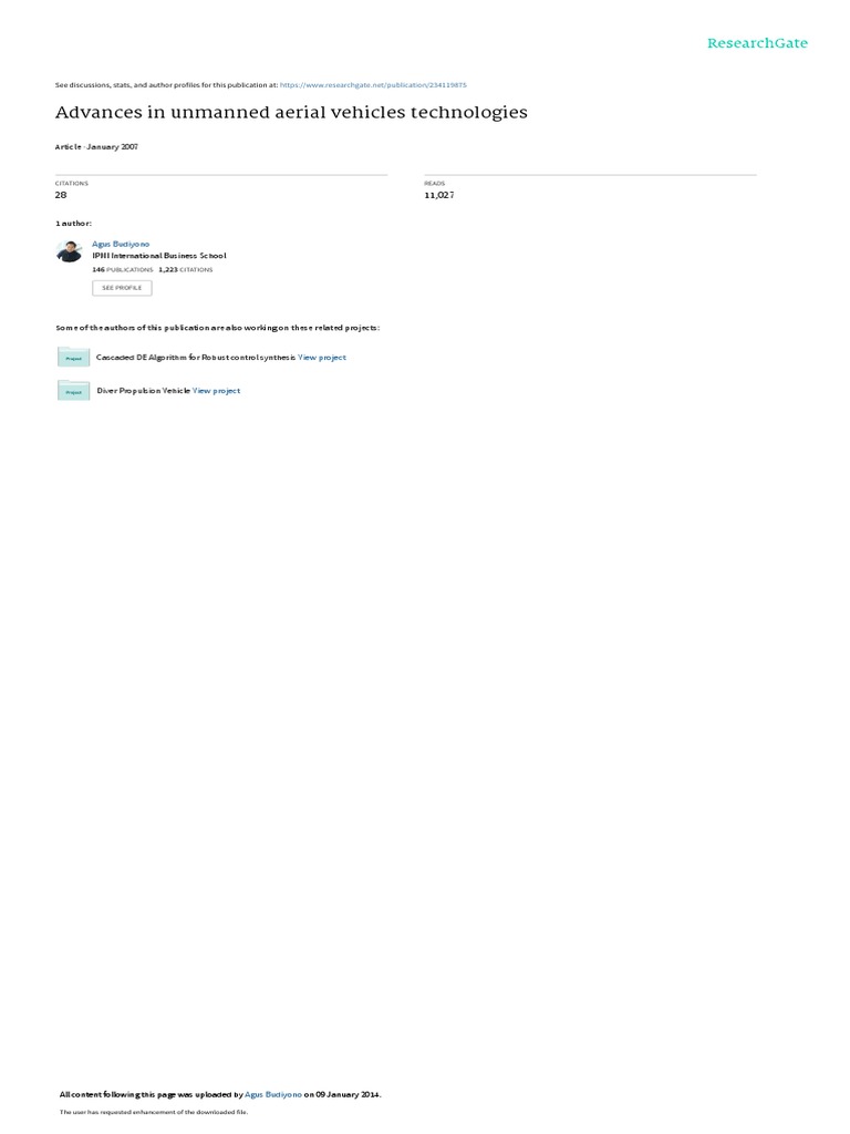 Advances in Unmanned Aerial Vehicles Technologies | PDF | Unmanned Aerial Vehicle | Helicopter