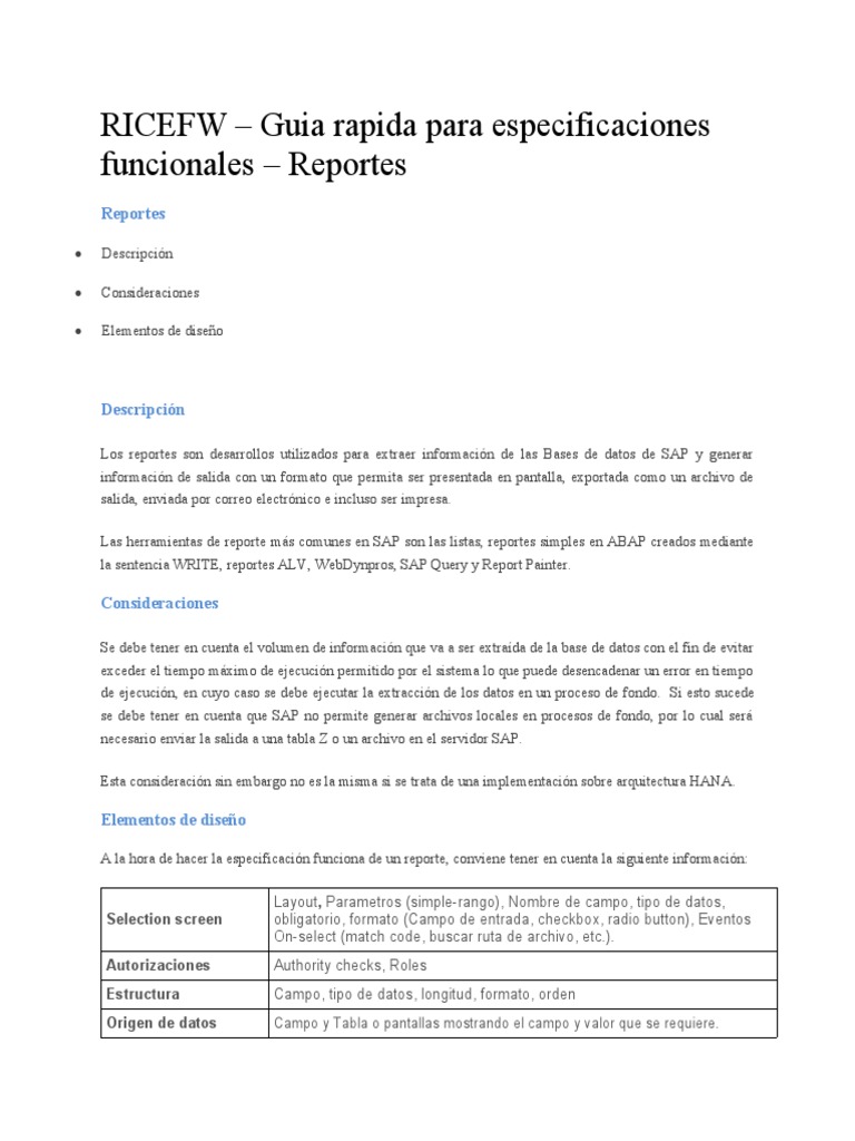 RICEFW Guia Rapida para Especificaciones Funcionales | PDF | Ciencias ...