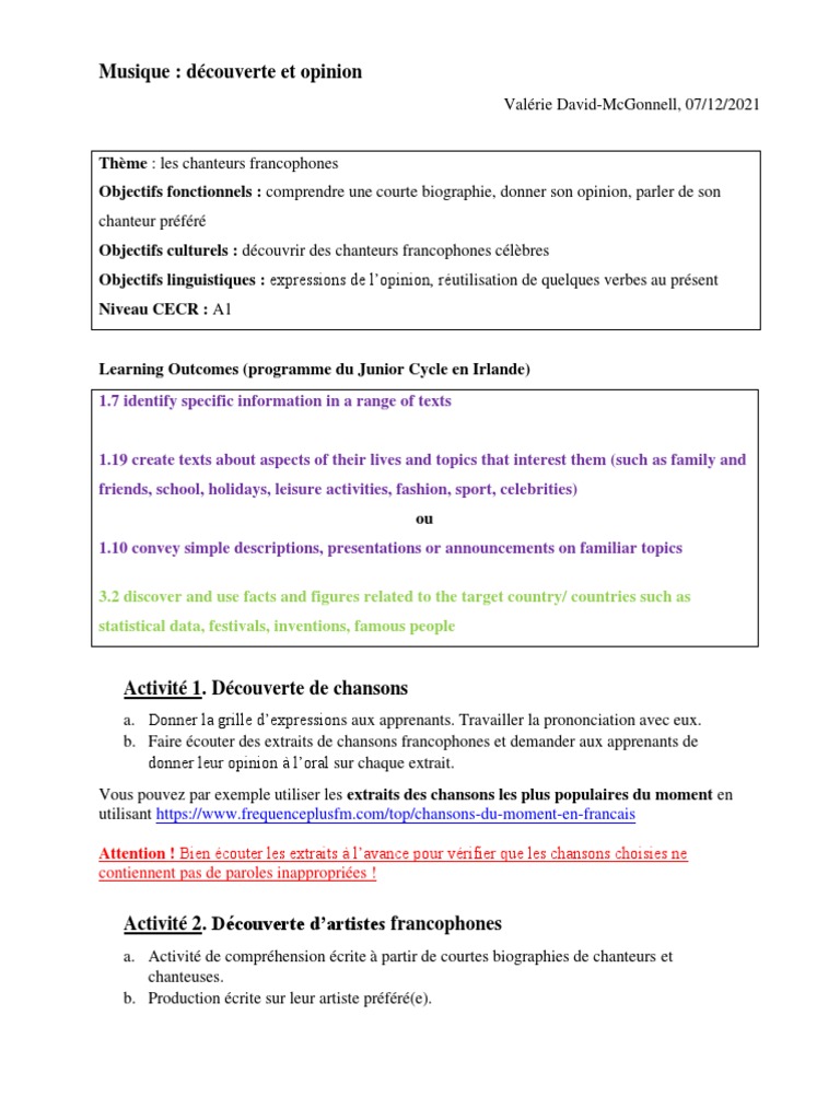 Chanteurs Francophones à Découvrir | PDF | Musiciens | Musiciens européens