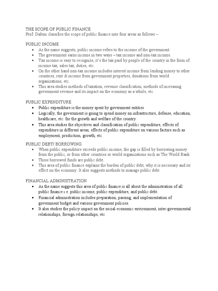Classifying the Scope and Functions of Public Finance | PDF | Public ...