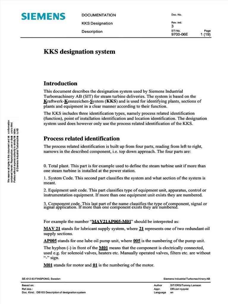 KKS Designation System KKS Designation System | PDF | Steam | Pump