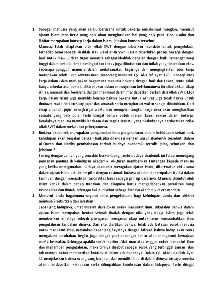 Jawaban Diskusi Matkul PAI (Sesi 7) | PDF | Agama & Spiritualitas