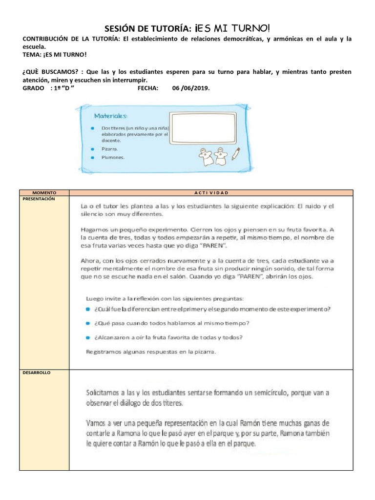 Tutoria Es Tu Turno | PDF