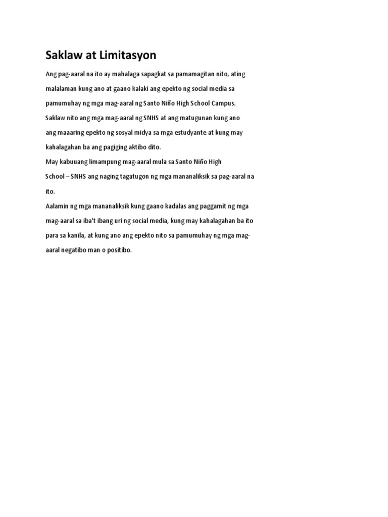 Saklaw at Limitasyon | PDF