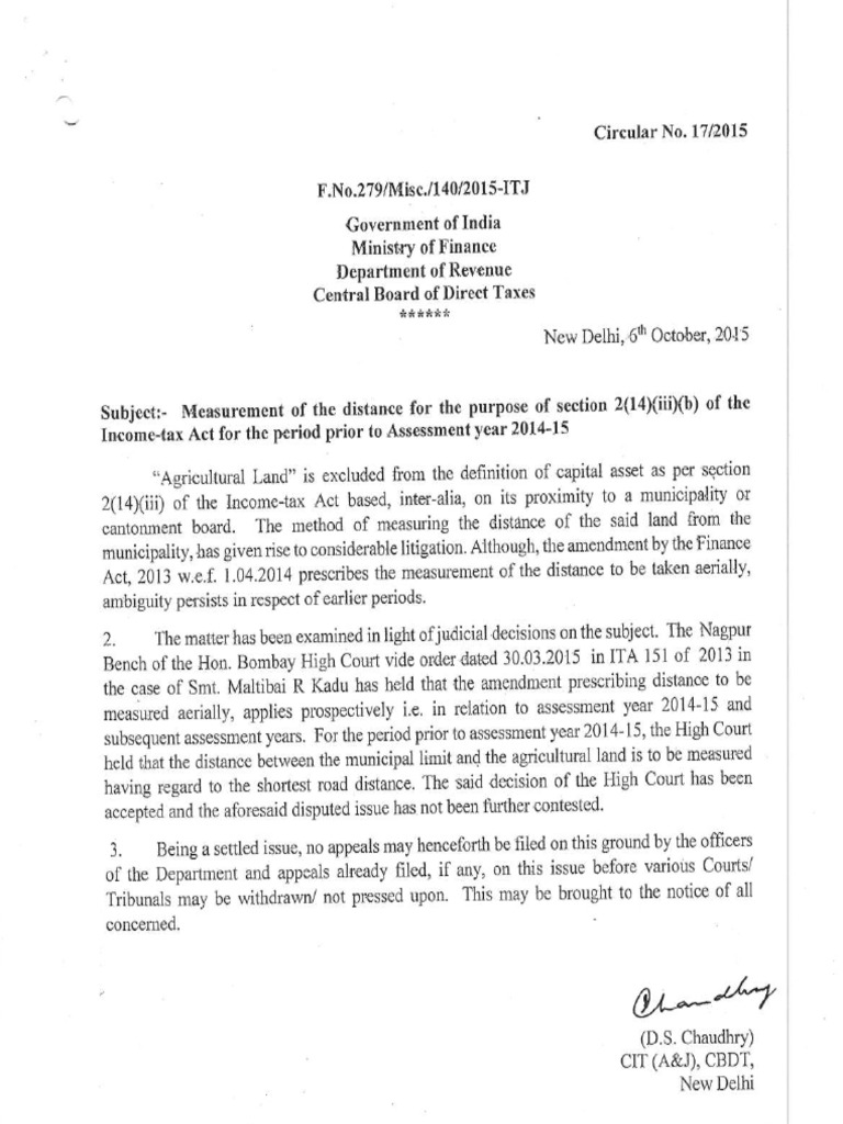 CBDT Circular 17 2015 | PDF