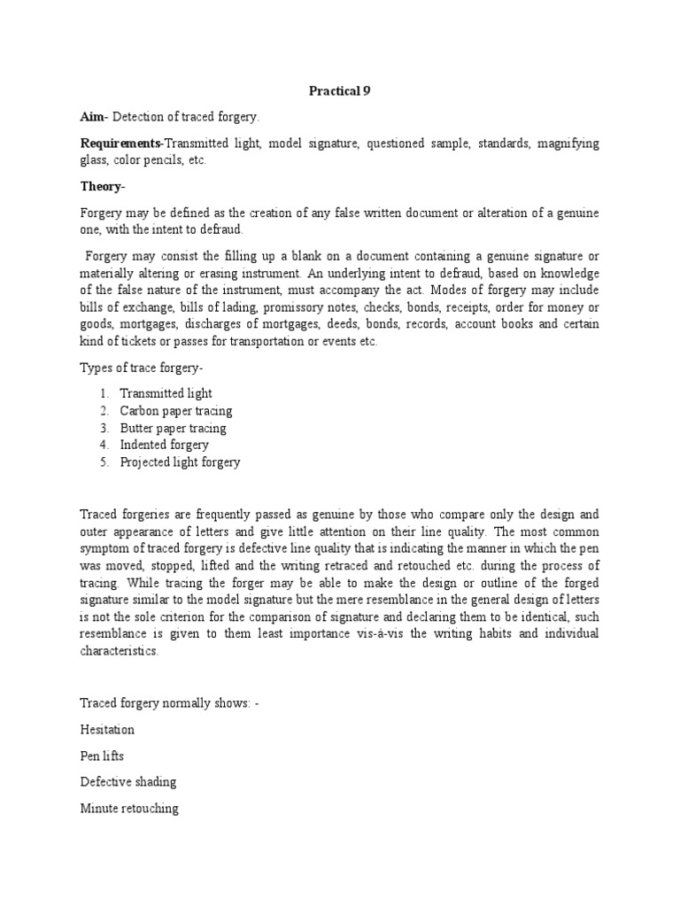 Practical 9 - Traced Forgery | PDF | Forgery | Signature